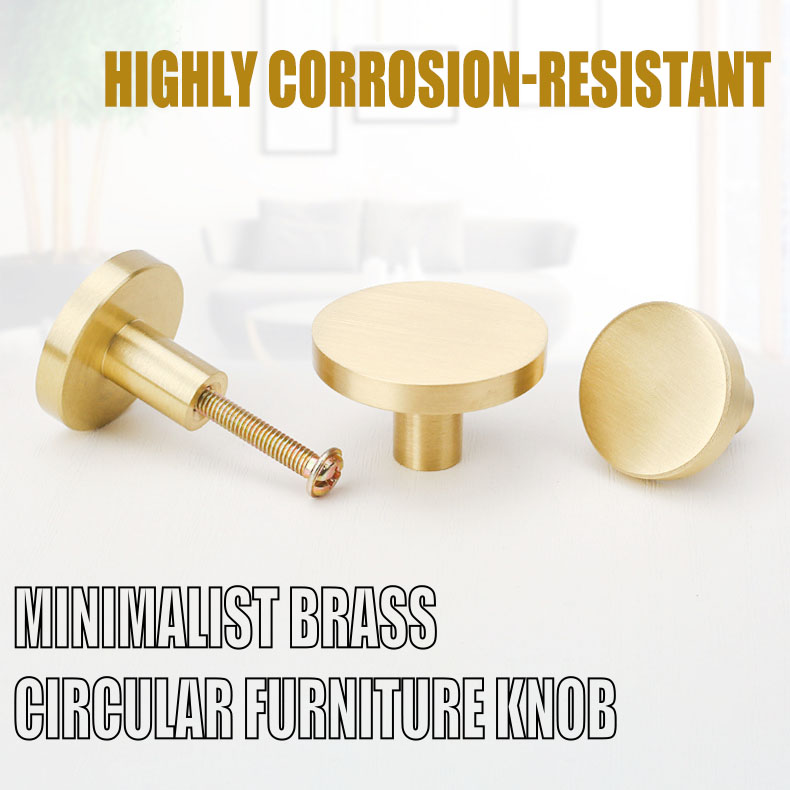 Custom Flat Brass Furniture Knob(Round) - Besko Hardware